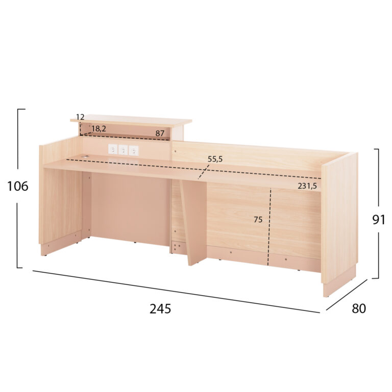 Reception Desk Dalton Hm2068.02 Melamine In Sonama-beige 240x80x106hcm ...